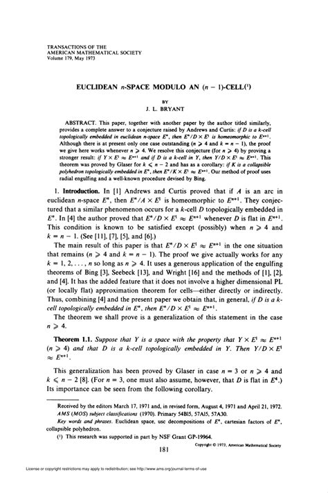 Pdf Euclidean N Space Modulo An N 1 Cell