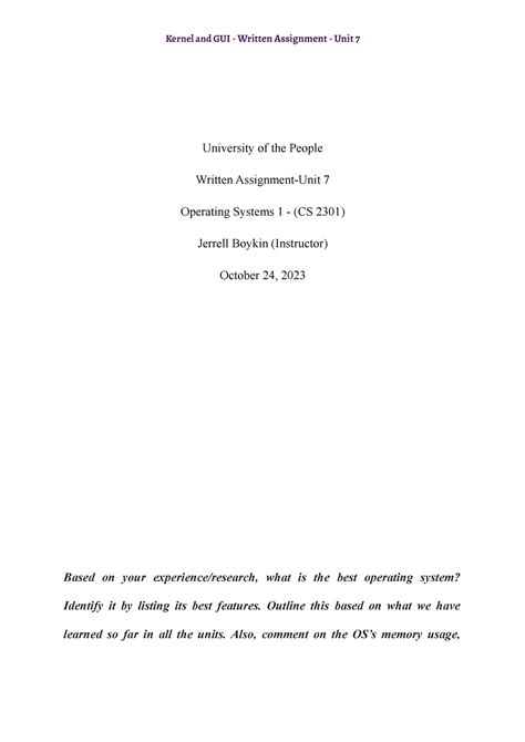 Written Assignment Unit 7 University Of The People Written