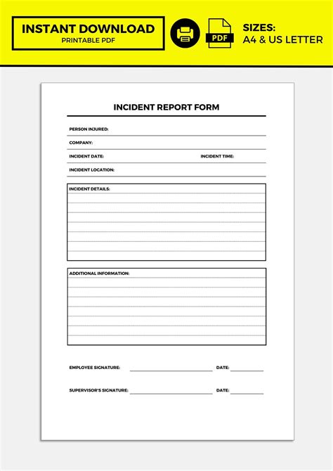 Incident Report Form Etsy
