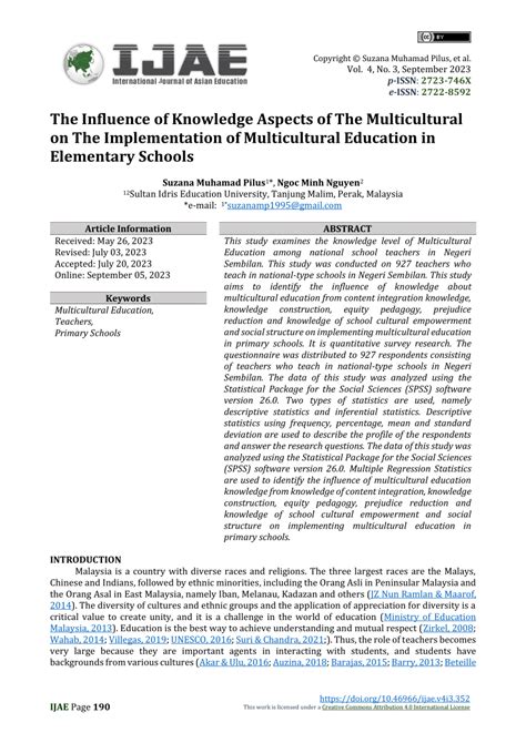 Pdf Influence Of Knowledge Aspects Of The Multicultural On The Implementation Of Multicultural