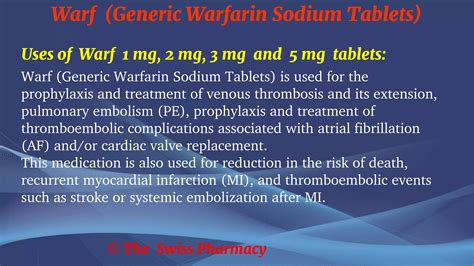 Warf Generic Warfarin Sodium Tablets Ppt