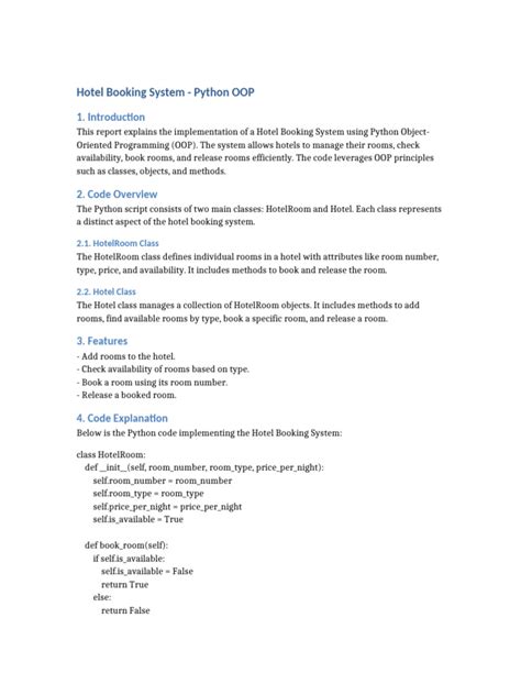 Hotelbookingsystemreport Pdf Object Oriented Programming Class