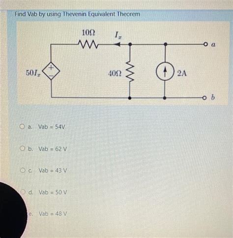 Solved Find Vab by using Thevenin Equivalent Theorem 10Ω I Chegg com