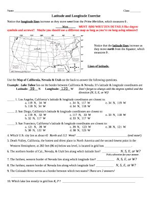 Latitude And Longitude Exercise Doc Template PdfFiller