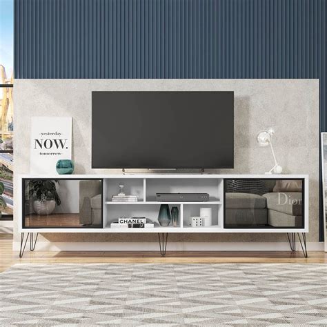 Rack para TV até 75 Polegadas Industrial Retrô 220cm em BP Porta
