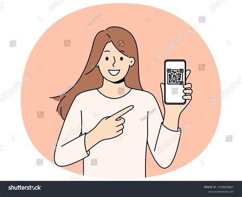 Woman Holds Phone Demonstrating Qr Code Stock Vector Royalty Free