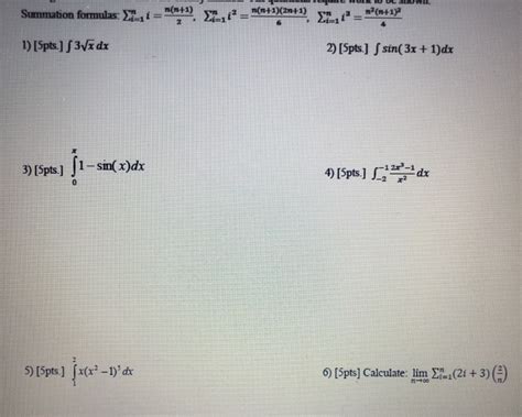 Solved Summation Formulas Xi N N 1 2 N N 1 2 1 Chegg Com
