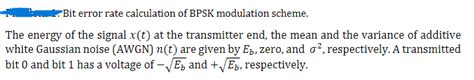 bit error rate calculation of bpsk modulation scheme