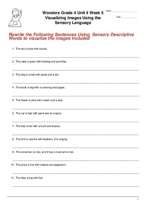Wonders Grade 4 Unit 4 Week 5 Visualizing Images Using The Sensory