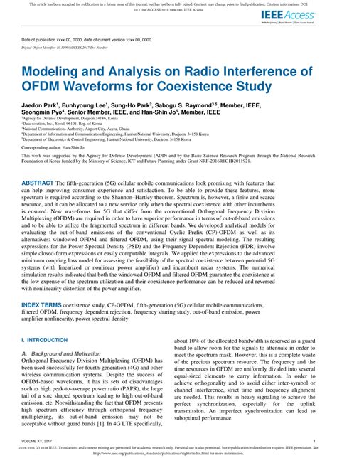 Pdf Modeling And Analysis On Radio Interference Of Ofdm Waveforms For