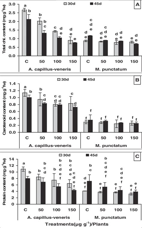 Effect Of Cr On A Total Chlorophyll Mg G −1 Fw B Carotenoid Mg