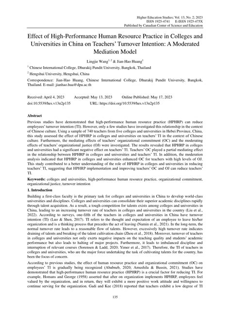 Pdf Effect Of High Performance Human Resource Practice In Colleges