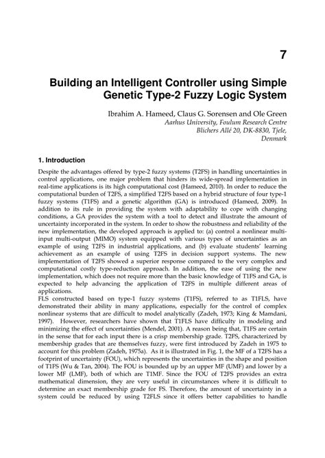 Pdf Building An Intelligent Controller Using Simple Genetic Type 2 Fuzzy Logic System