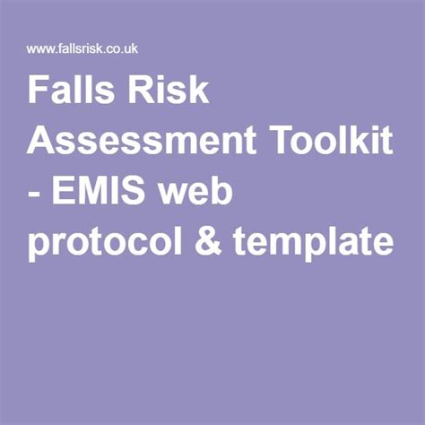 Emis Web Protocol And Template Fall Risk Assessment Fall Risk Nursing Education