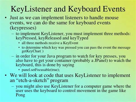 Ppt Keylistener And Keyboard Events Powerpoint Presentation Free