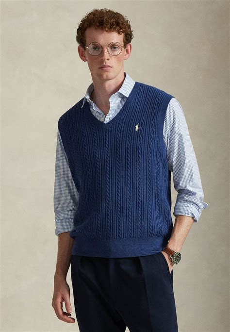 Polo Ralph Lauren Cable Knit Cotton Sweater Vest Waistcoat Rustic