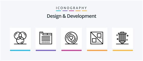 design and development line 5 icon pack including video game game programing development