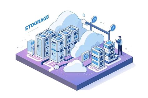 Cloud Storage Isometric Illustration Data Server Platform Network Infrastructure Premium Ai