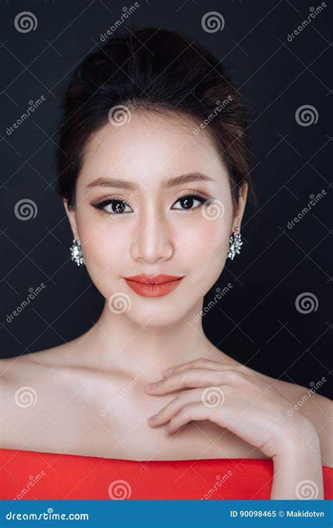 Sensual Glamour Portrait Of Beautiful Asian Woman Model Lady Wit Stock