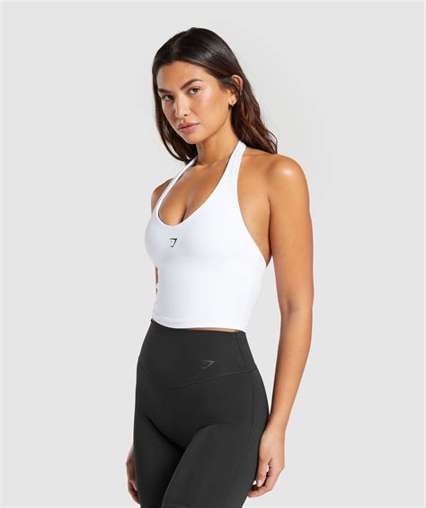 Gymshark Halter Neck Cami With Shelf White Gymshark