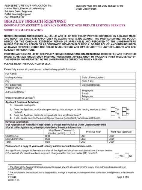 Fillable Online Cyber Liability Application Fax Email Print Pdffiller