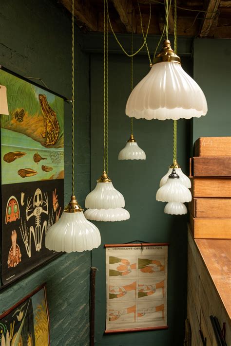 Green Glass Scalloped Shade Pendant Retro 1 Bulb Open Kitchen Hanging Ceiling Light In Brass