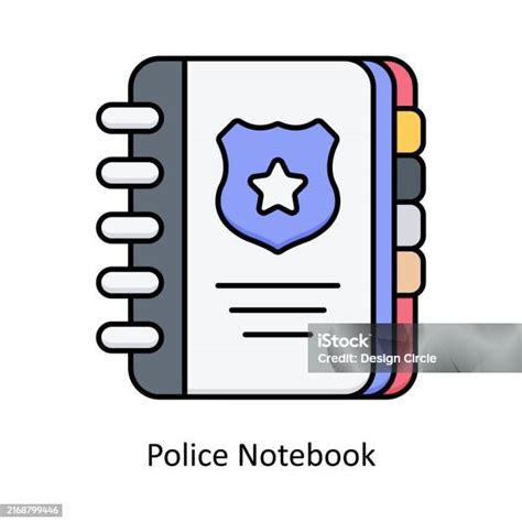警察のノート ベクトルはアウトライン アイコン デザインのイラストを塗りつぶしました白い背景に法と正義のシンボル Eps 10 ファイル