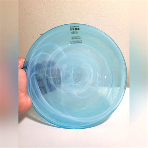 Crate And Barrel Dining Art Glass Swirl Blueand White Crate And