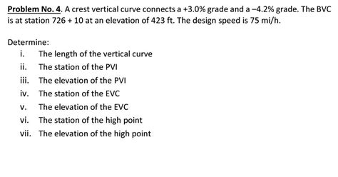 Solved Problem No A Crest Vertical Curve Connects A Chegg Com