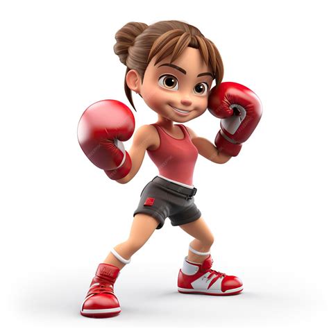 Premium Photo 3d Illustration Cartoon Funny Girl With Boxing Glove
