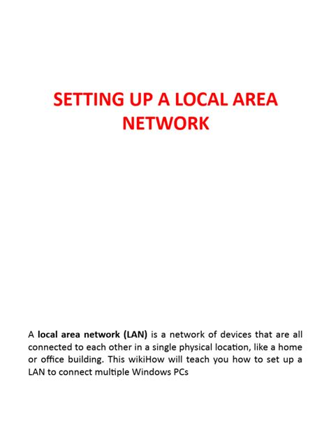 Setting Up A Local Area Network Lan Pdf Ip Address Network Switch