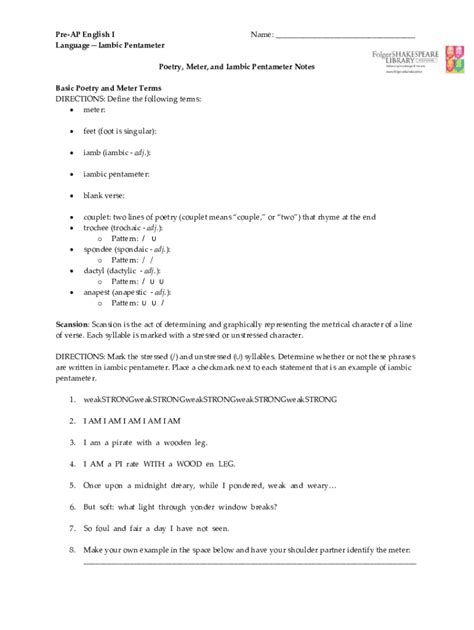 Fillable Online What Is Iambic Pentameter An Explanation And Examples