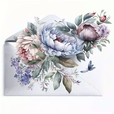 Premium Ai Image There Is A White Envelope With A Floral Design On It