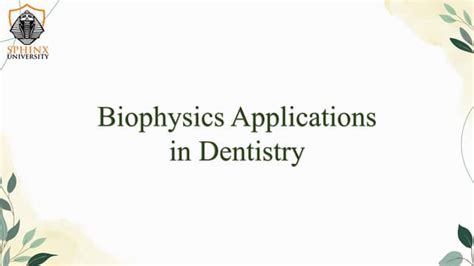 Biophysics Applications In Dentistry Pdf