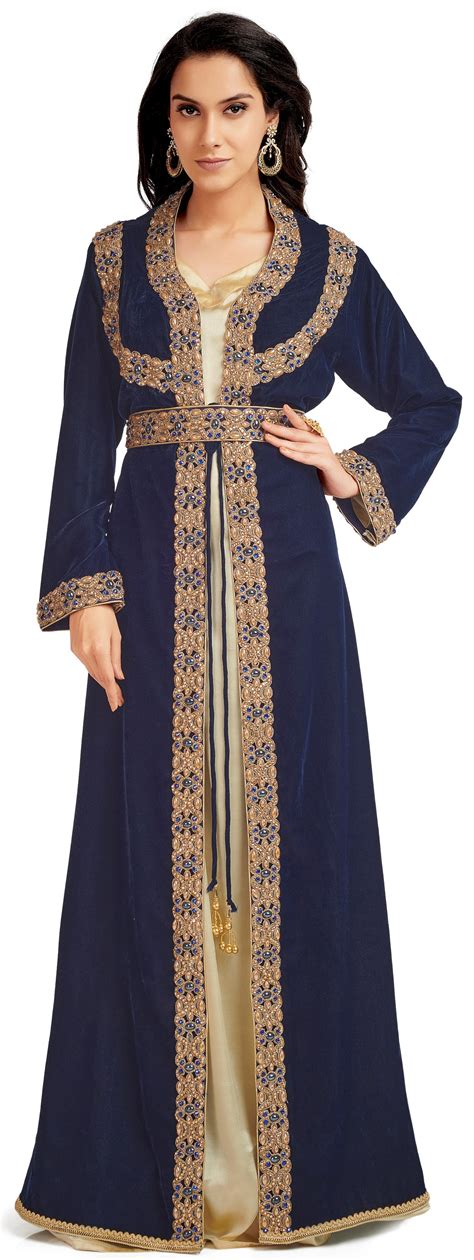 Blue Velvet Takchita Kaftan In 3 Piece Maxim Creation
