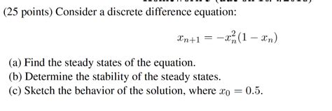 Solved 25 Points Consider A Discrete Difference Equation