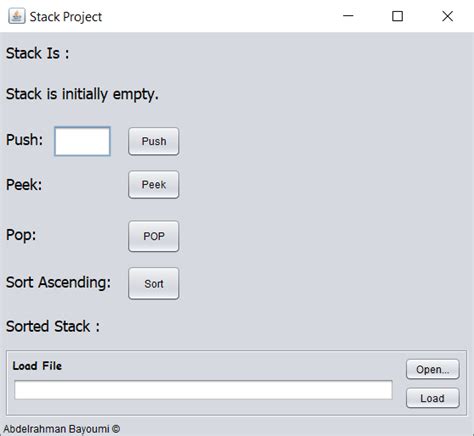 Github Abdelrahmanbayoumistack Implementation In Java Swing Project To Implement Stack Class