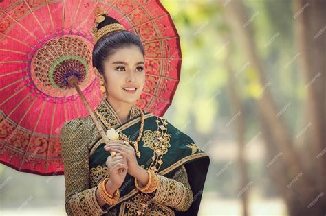 Premium Photo Beautiful Laos Girl In Laos Traditional Costume