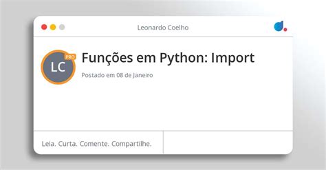 Fun Es Em Python Import Leonardo Coelho Python Dio