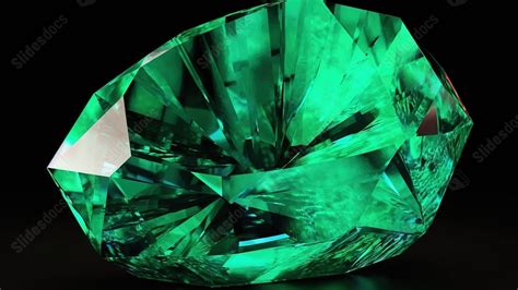 무료 투명한 선명도와 반짝이는 광채를 보여주는 화려한 녹색 드루즈 원석의 놀라운 3d 일러스트레이션 Ppt 배경 Slidesdocs