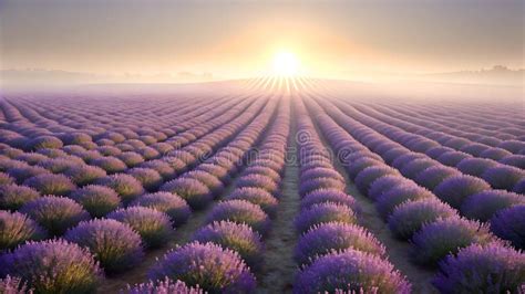 Endless Lavender Field Rows Leading To A Vibrant Sunset Sky Png