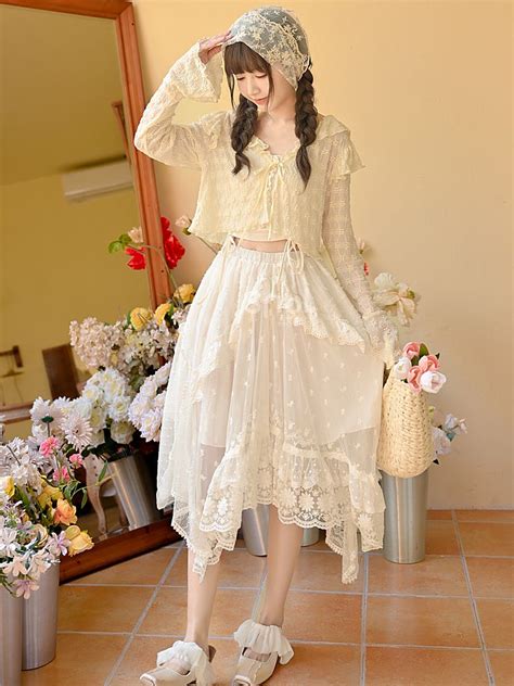 White Handkerchief Hem Lace Skirt