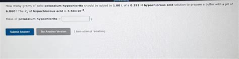 solved an aqueous solution contains 0 28m hypochlorous acid