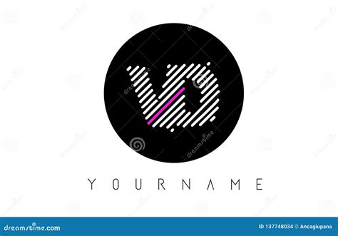 VD Letter Logo Design With White Lines And Black Circle Stock Vector Illustration Of Black