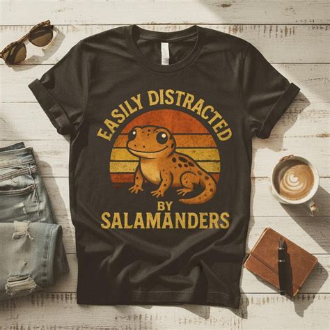 Easily Distracted By Salamanders Funny Salamander Lover Png Retro