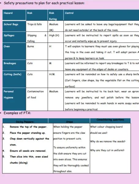 Home Economics Practical Lesson Plan Structure Printable Lesson Plans