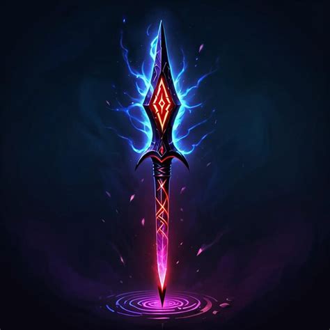 A Purple And Blue Image Of A Sword With A Blue And Purple Background