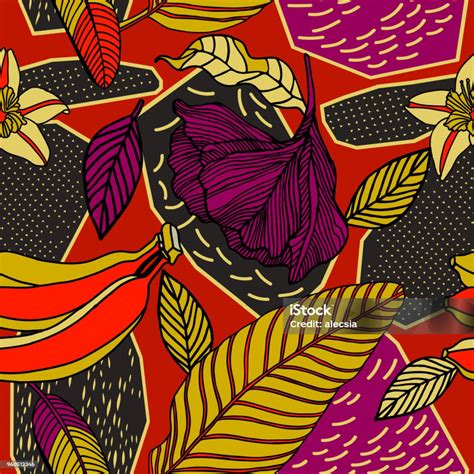 ヤシの木花フルーツの熱帯の葉のシームレス パターンの壁紙 まぶしいのベクターアート素材や画像を多数ご用意 まぶしい やしの葉