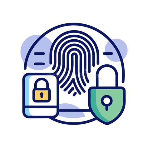 Biometric Security System Fingerprint Authentication With Padlocks For Online Safety Stock