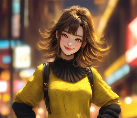 Premium Photo A Beautiful Japanese Girl In A Yellow Coat